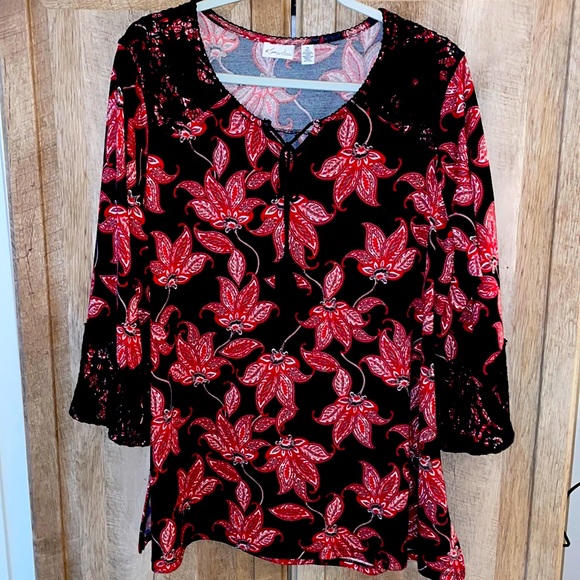 Kim Rogers | Tops | Bogo Kim Rodgers Woman X Boho Red Black Floral ...